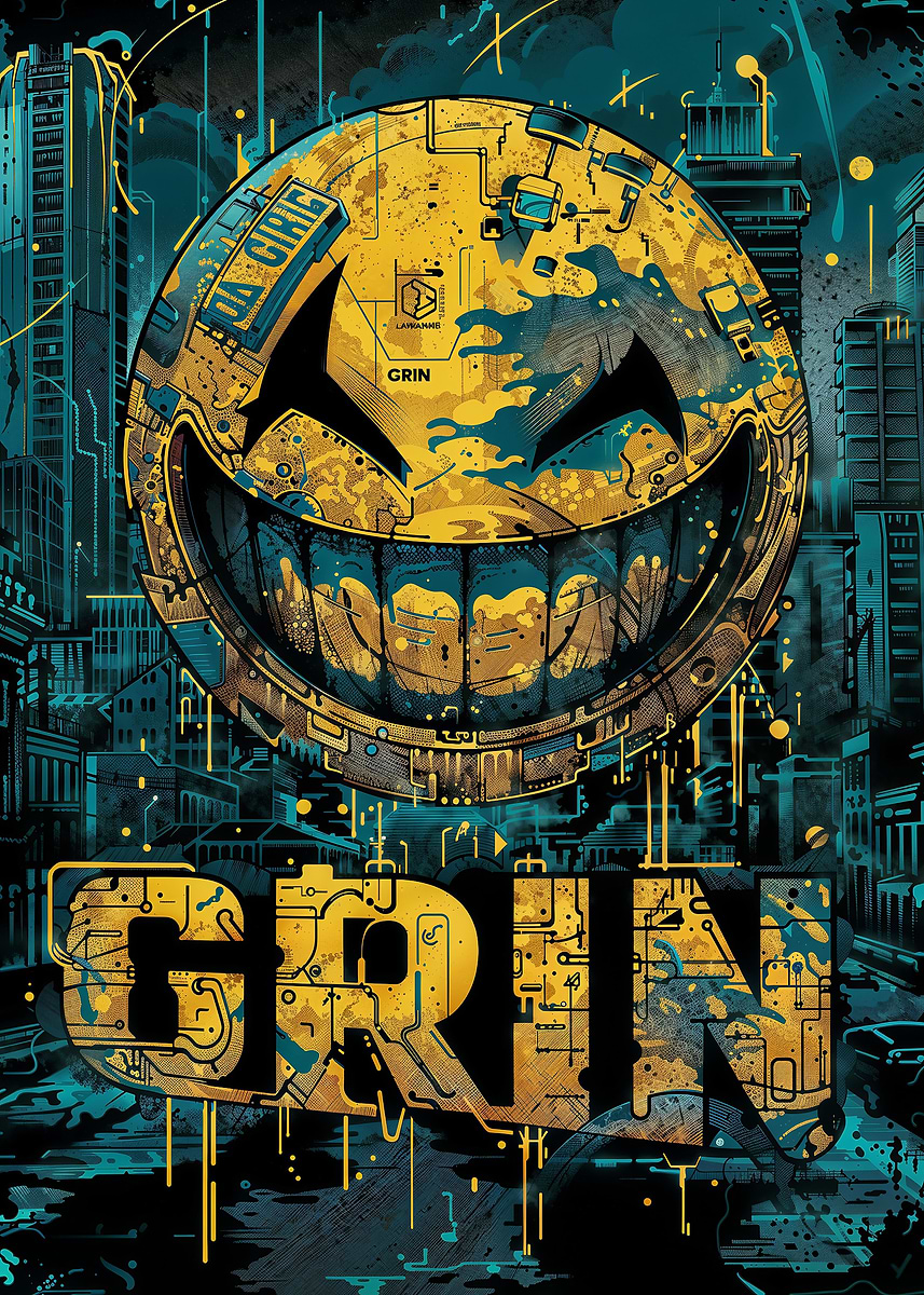 'GRIN Emoji' Poster, picture, metal print, paint by Alexandru ...