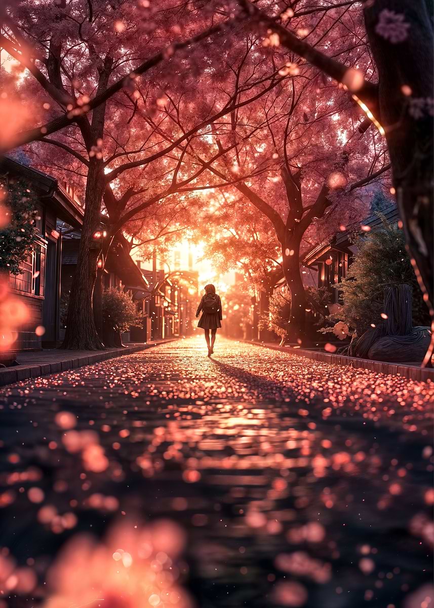 'japanese girl in sunset' Poster, picture, metal print, paint by Adel S ...