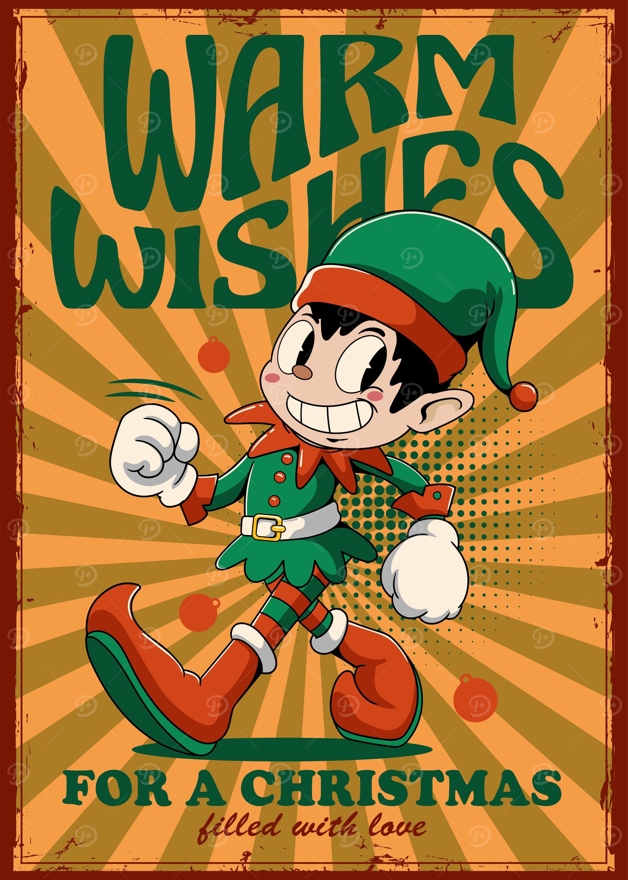 'Cheerful Elf Christmas' Poster, picture, metal print, paint by ...