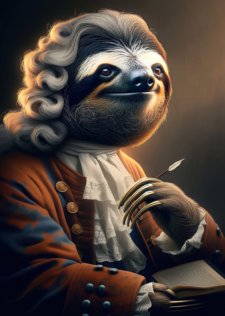 'Sloth as a Philosopher' Poster, picture, metal print, paint by Haru ...