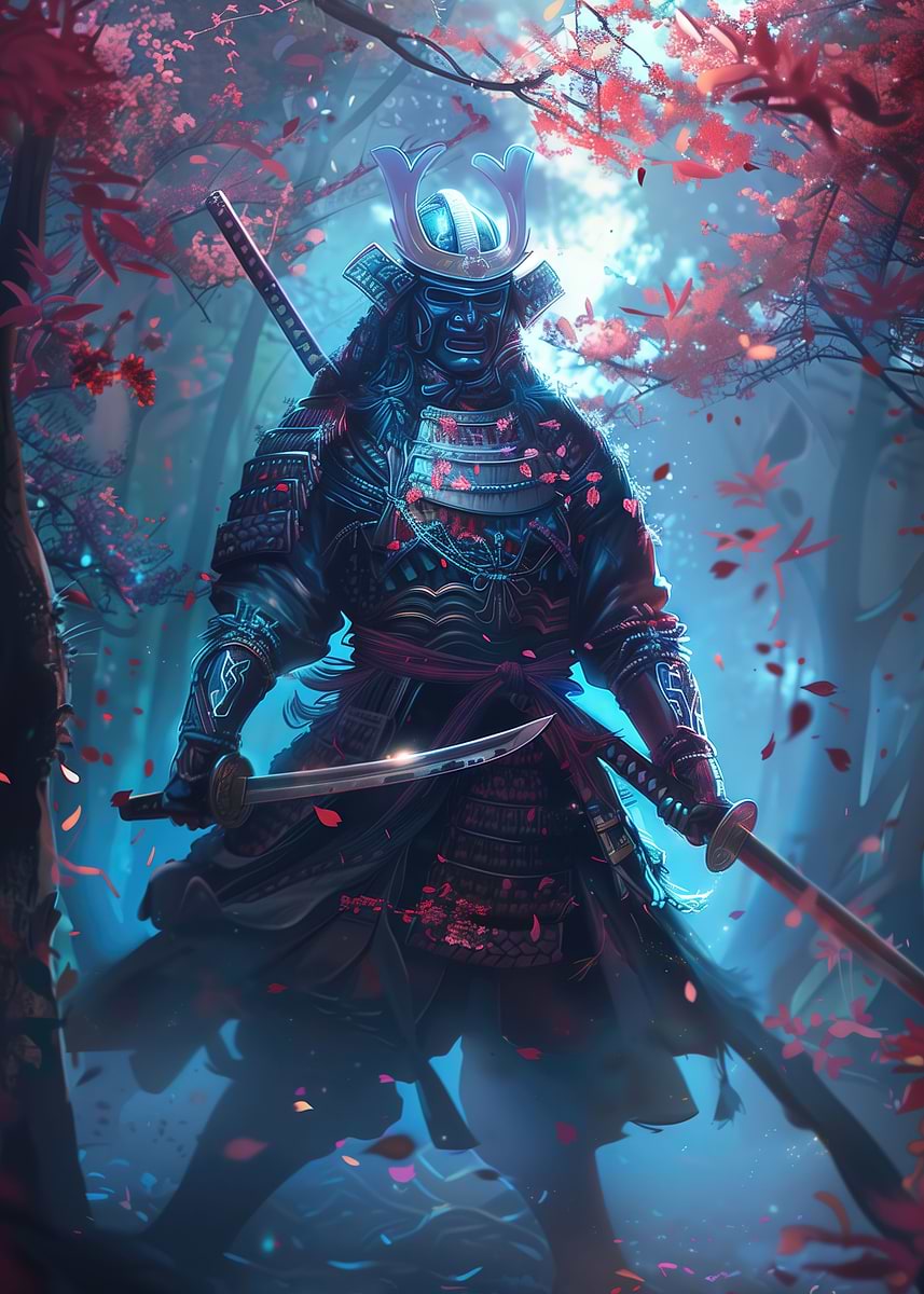 'Japanese Samurai in Forest' Poster, picture, metal print, paint by ...