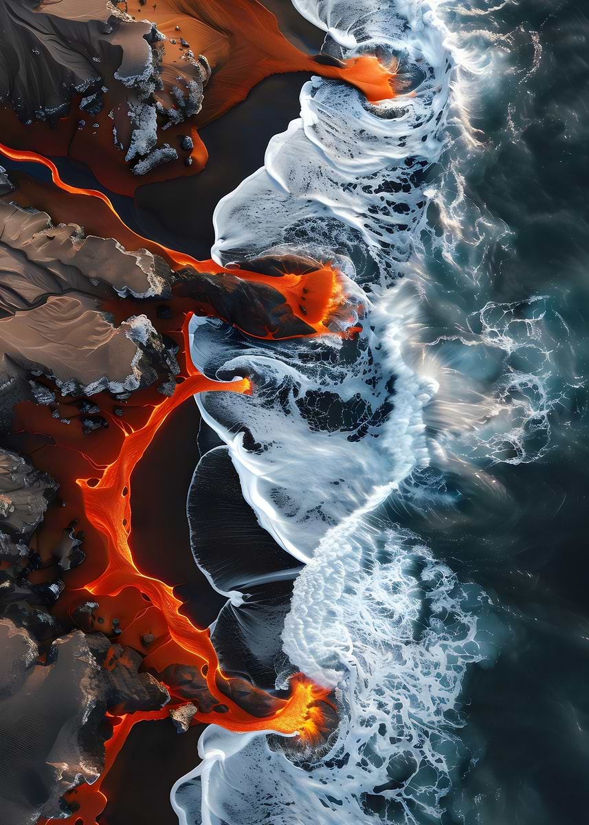 'Volcanic Lava Ocean' Poster, picture, metal print, paint by Silvie Art ...