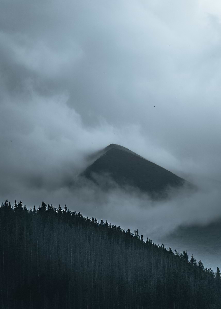 'The mountain partially beh' Poster, picture, metal print, paint by ...