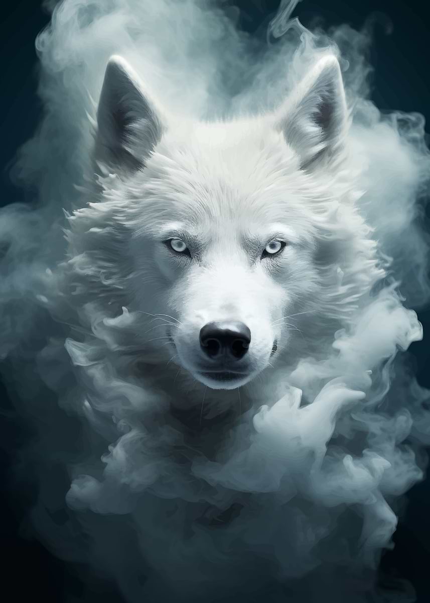 'Spectral White Wolf' Poster, picture, metal print, paint by Space Art ...