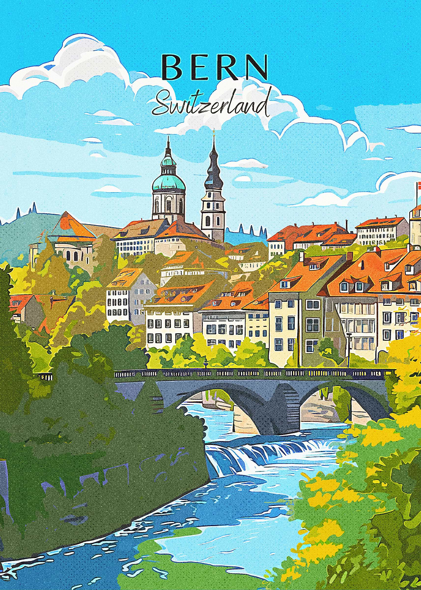 'Switzerland Bern Travel' Poster, picture, metal print, paint by ...