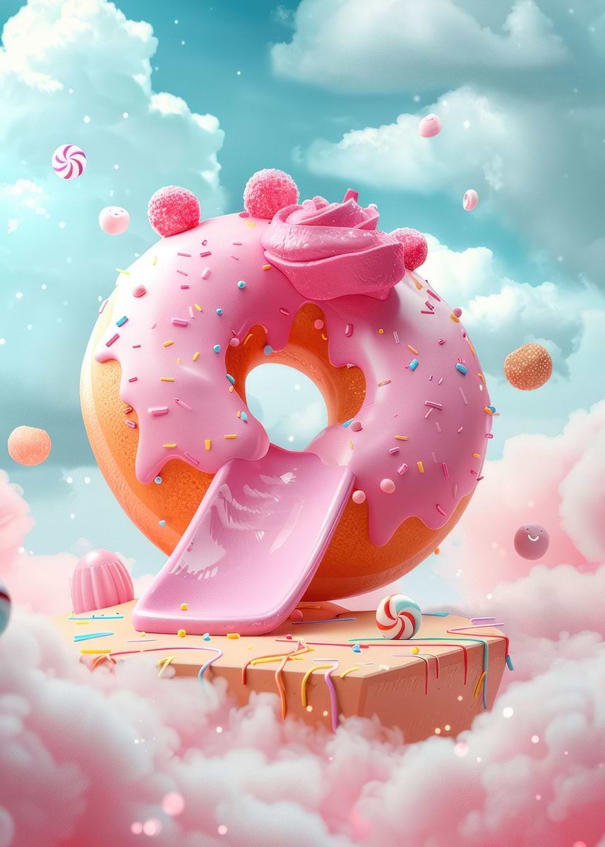 'Candy Clouds Slide' Poster, picture, metal print, paint by ...