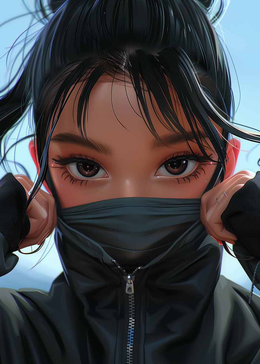 'Ninja Girl Anime' Poster, picture, metal print, paint by BOUNTEES ...