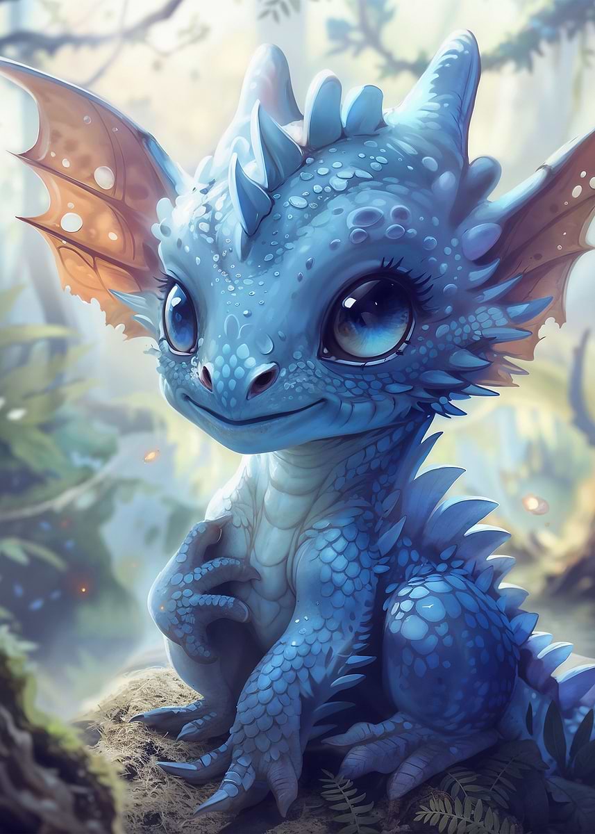 'cute baby dragon' Poster, picture, metal print, paint by Cute Animal ...