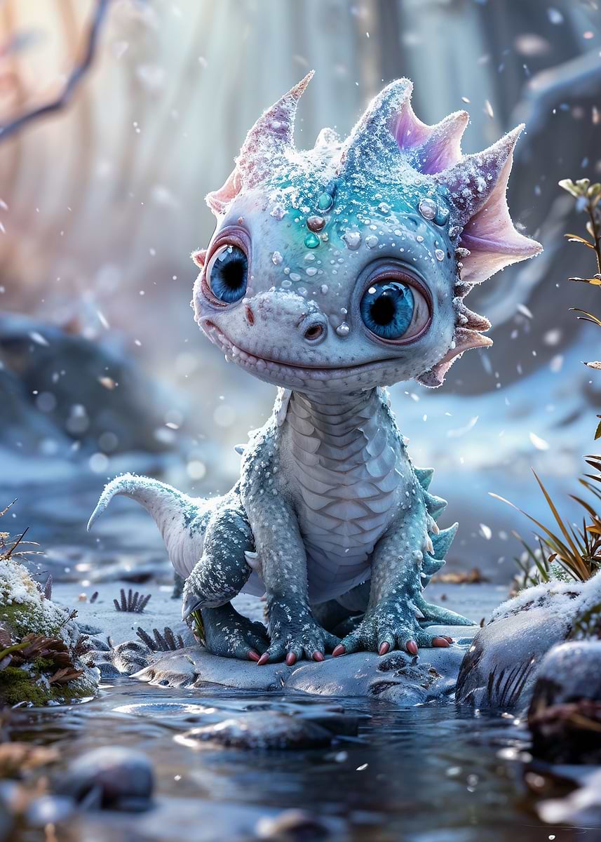 'cute baby dragon' Poster, picture, metal print, paint by Cute Animal ...