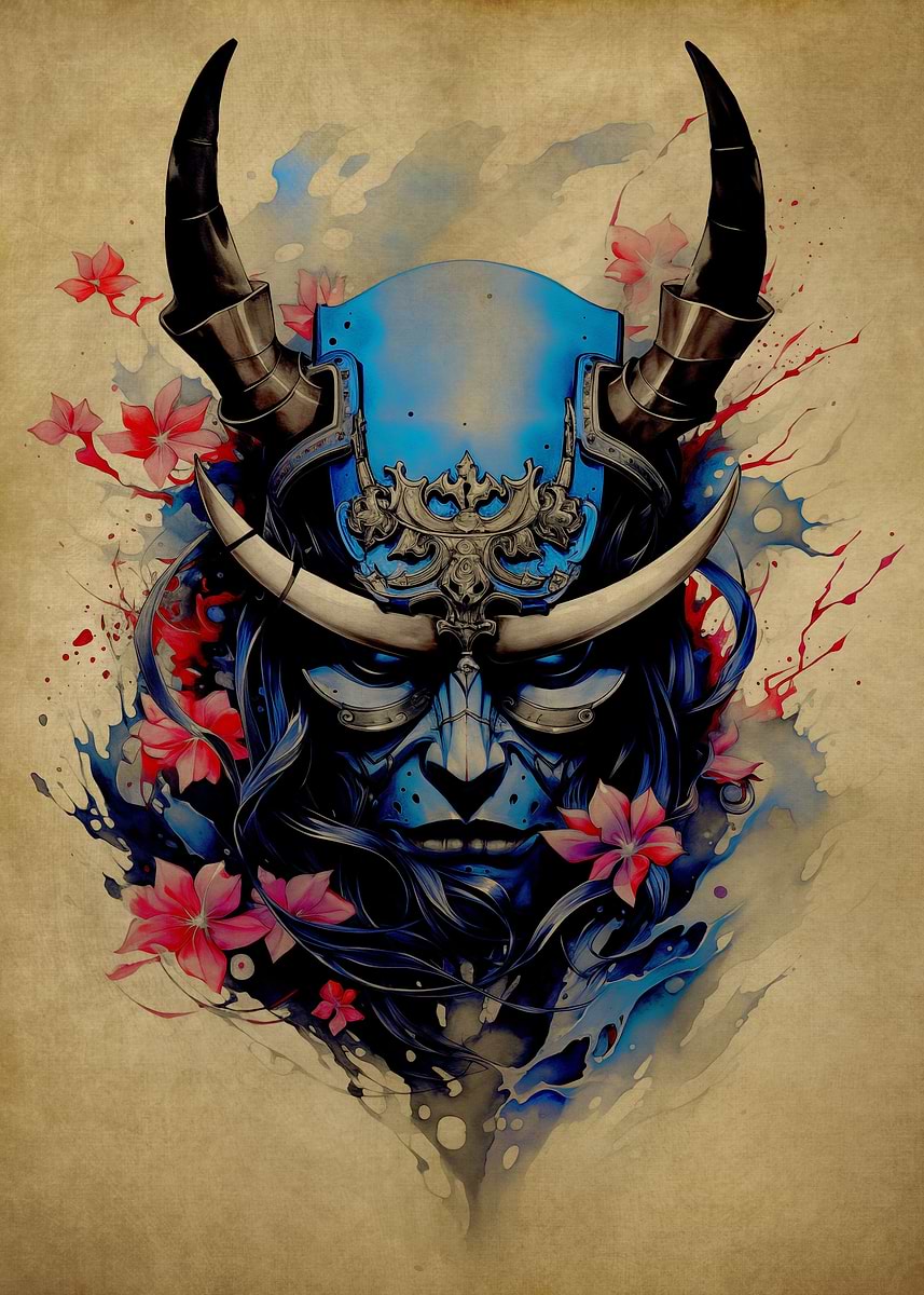 'Oni Samurai No5' Poster, picture, metal print, paint by Boot Hill ...