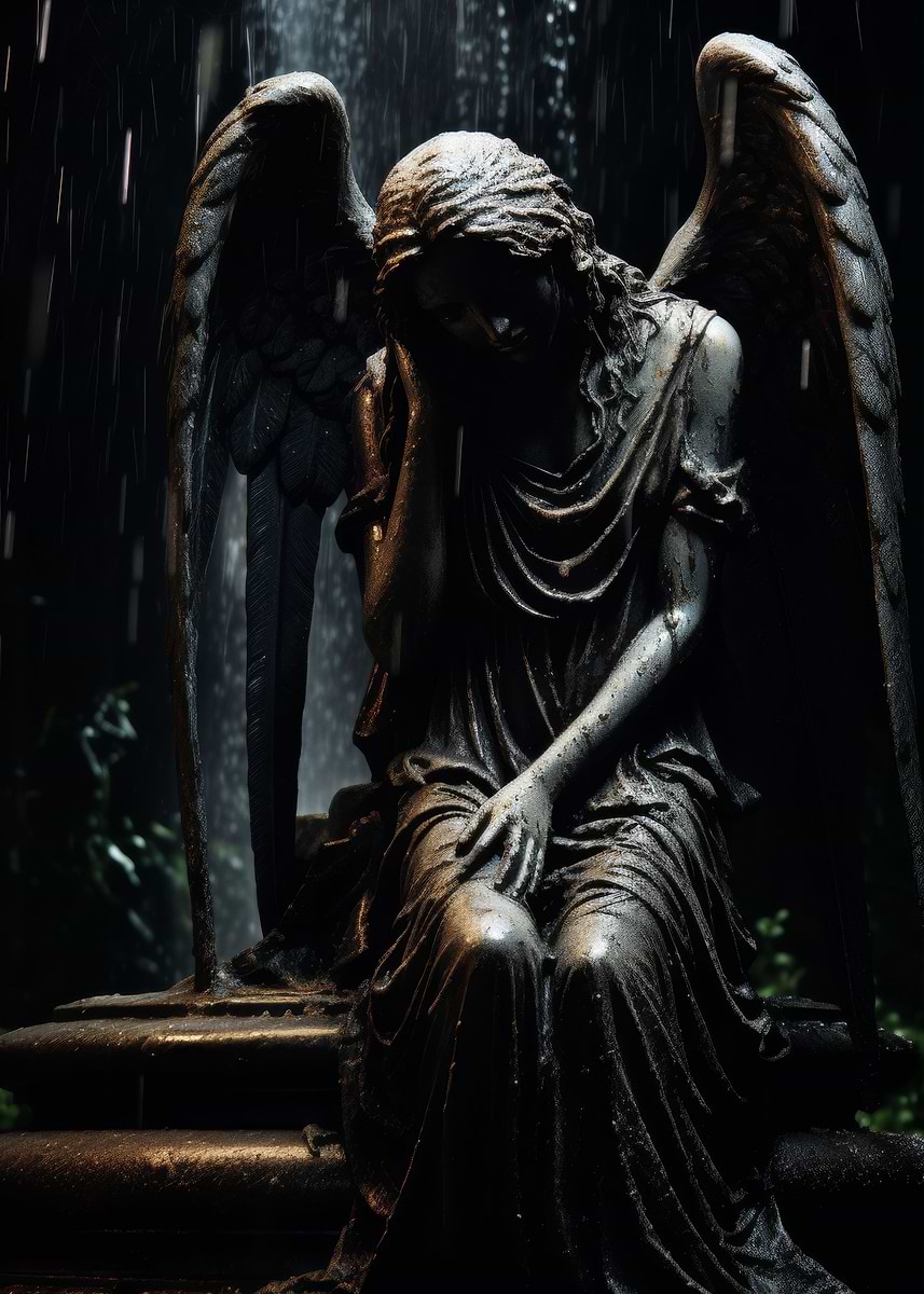 'Angel statue crying' Poster, picture, metal print, paint by Graphics ...
