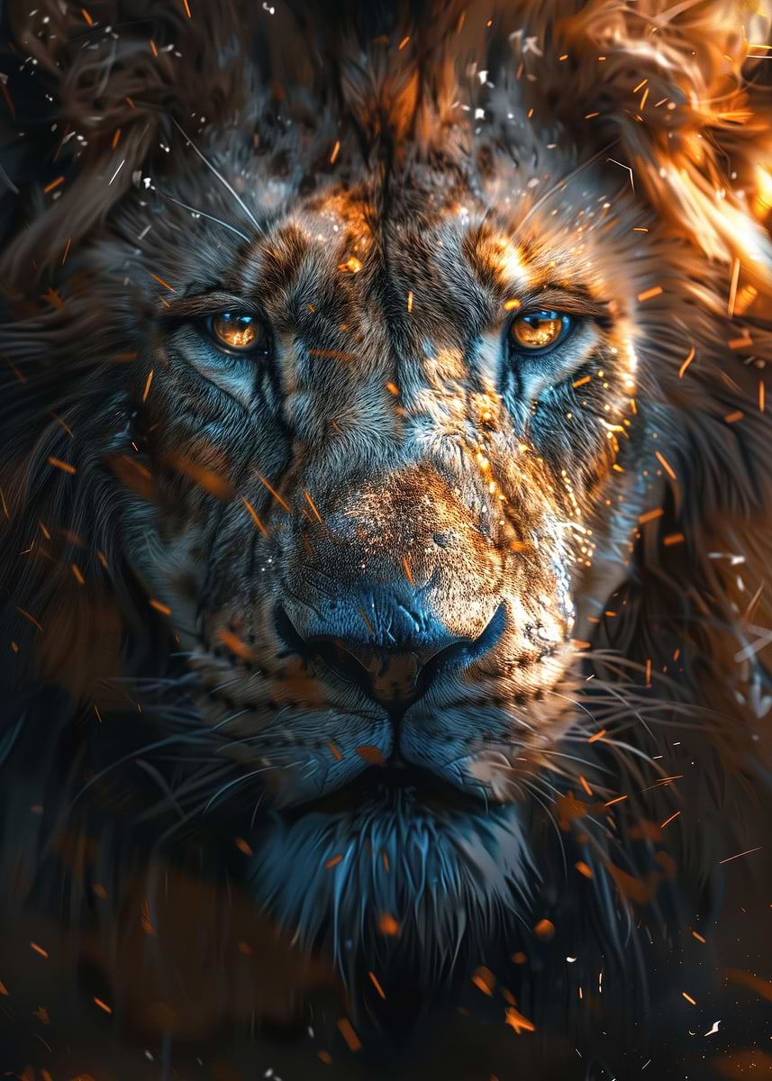 'lion face' Poster, picture, metal print, paint by Adel S | Displate