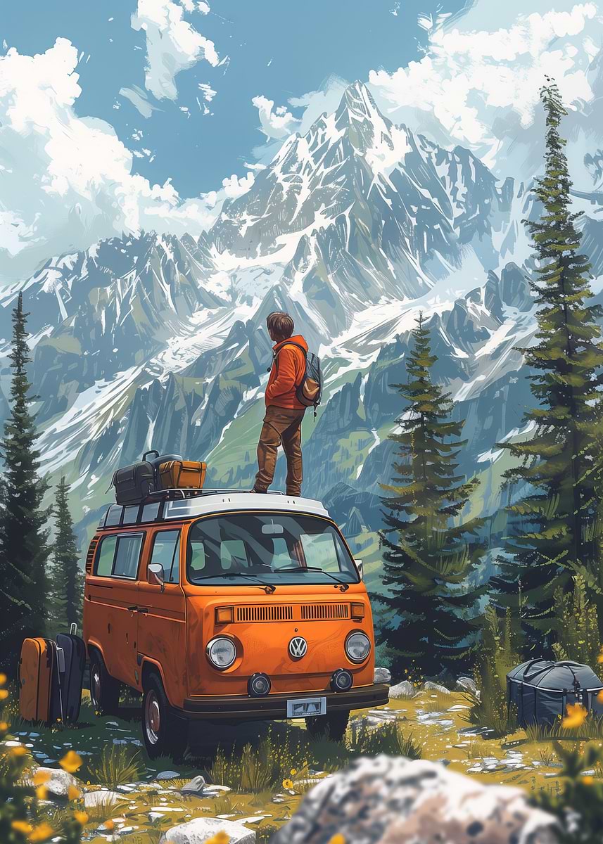 'Mountain Adventure' Poster, picture, metal print, paint by Hristiyana ...