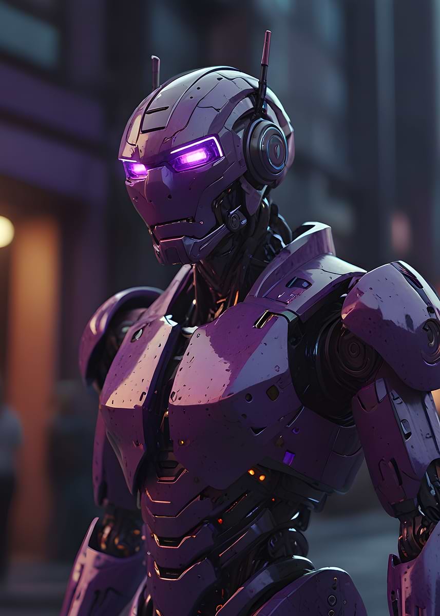 'Violet Robot' Poster, picture, metal print, paint by VR World | Displate