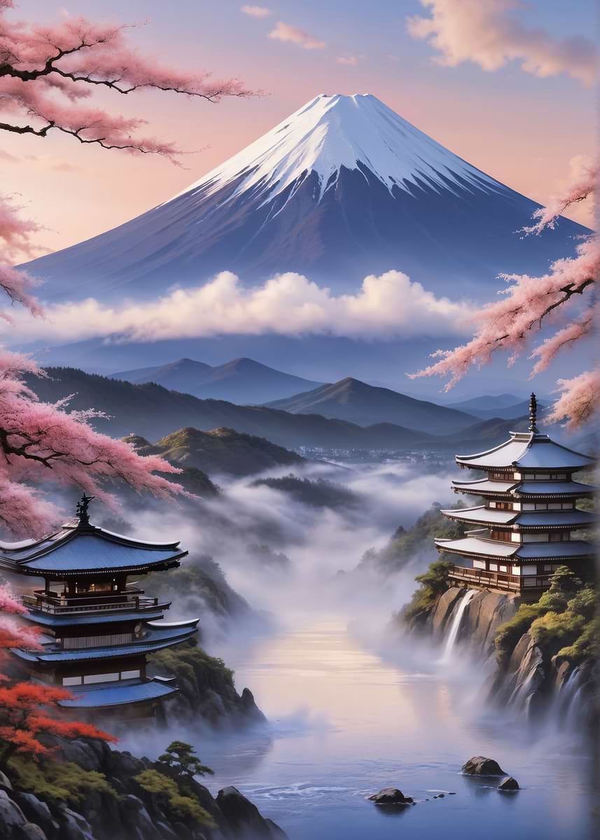 'Majesty of Mount Fuji' Poster, picture, metal print, paint by murtzart ...