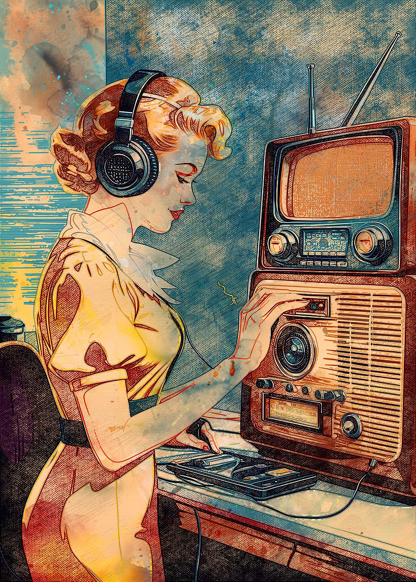'Retro Radio Art' Poster, picture, metal print, paint by Tarjun Cantik ...