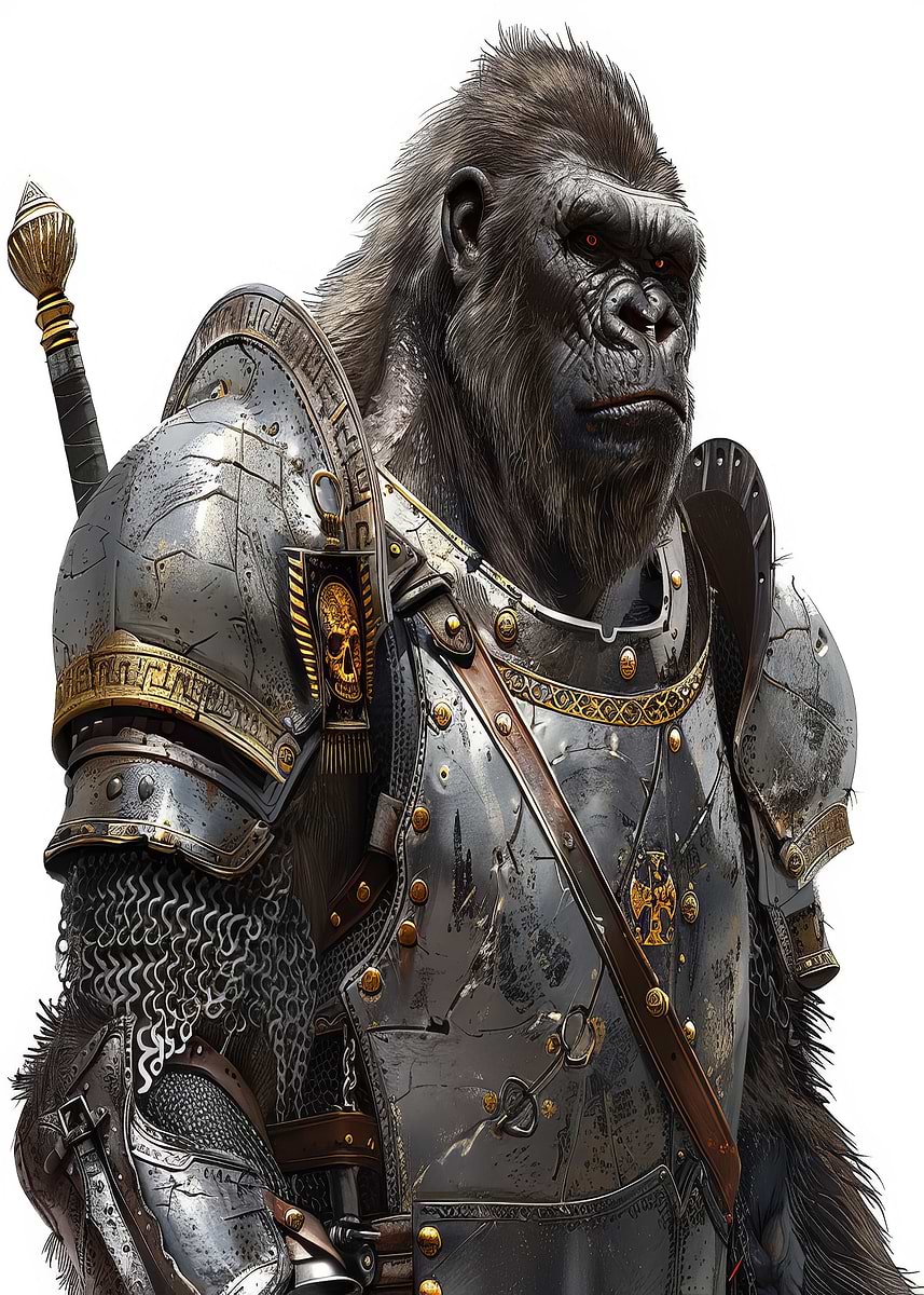 'Gorilla Knight' Poster, picture, metal print, paint by Henning Seifert ...