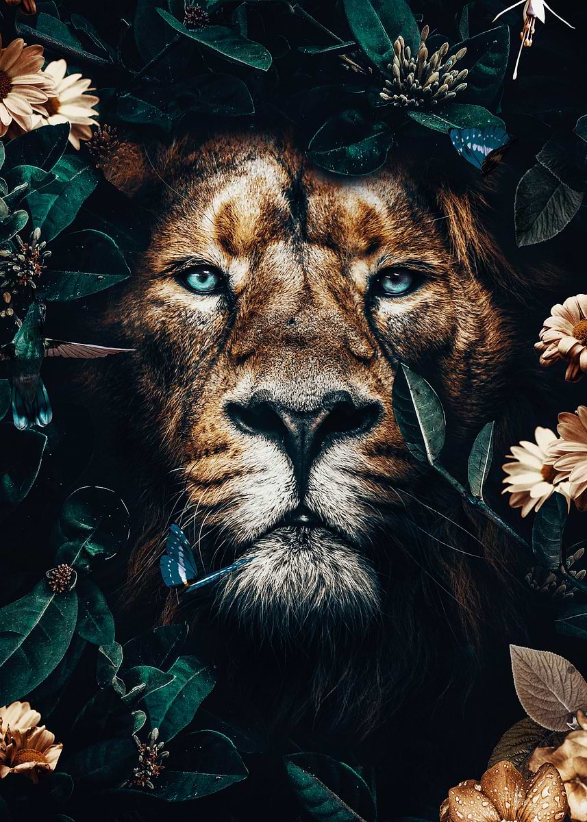 'Lion' Poster, picture, metal print, paint by Wouter Rikken | Displate