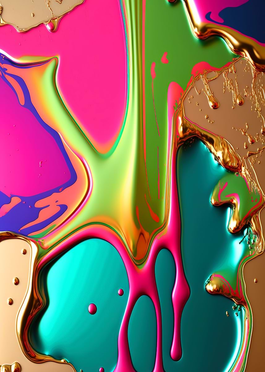 'Neon Gold' Poster, picture, metal print, paint by Wallgasm Gallery ...