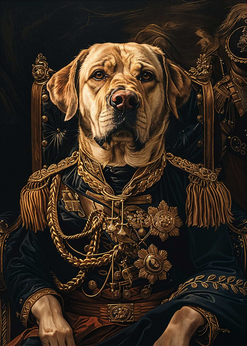 'Dog King' Poster, picture, metal print, paint by SuperNova | Displate