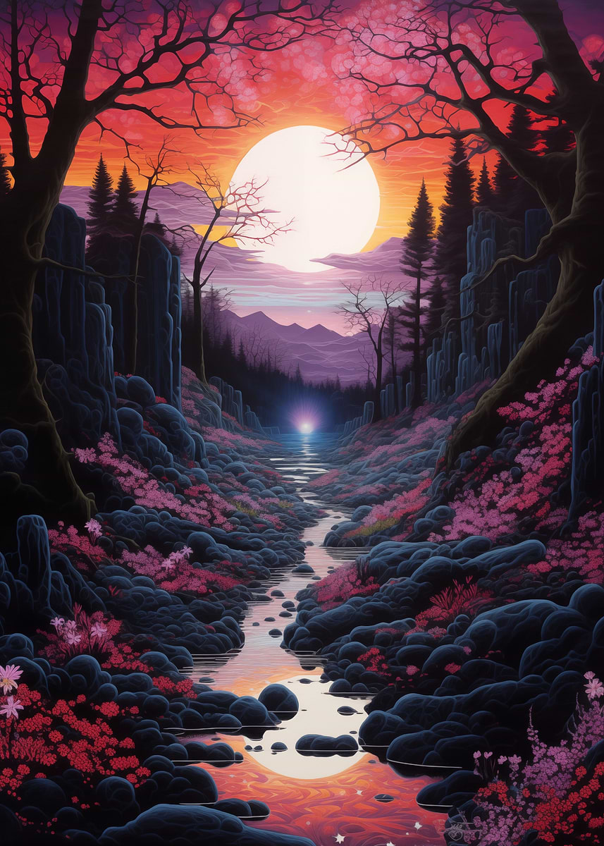'Neon Landscape' Poster, picture, metal print, paint by AI Art ...