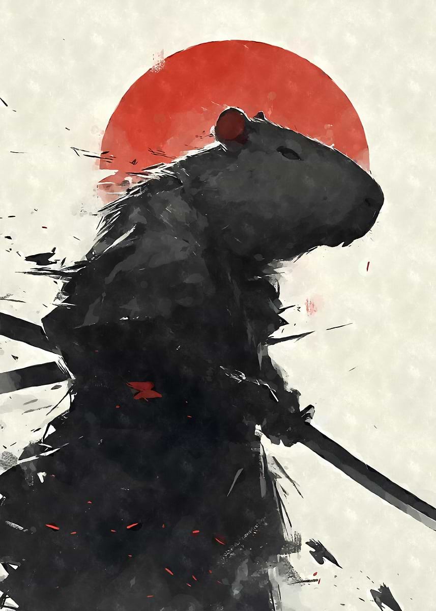 'Capybara Samurai Japan' Poster, picture, metal print, paint by Masaki ...