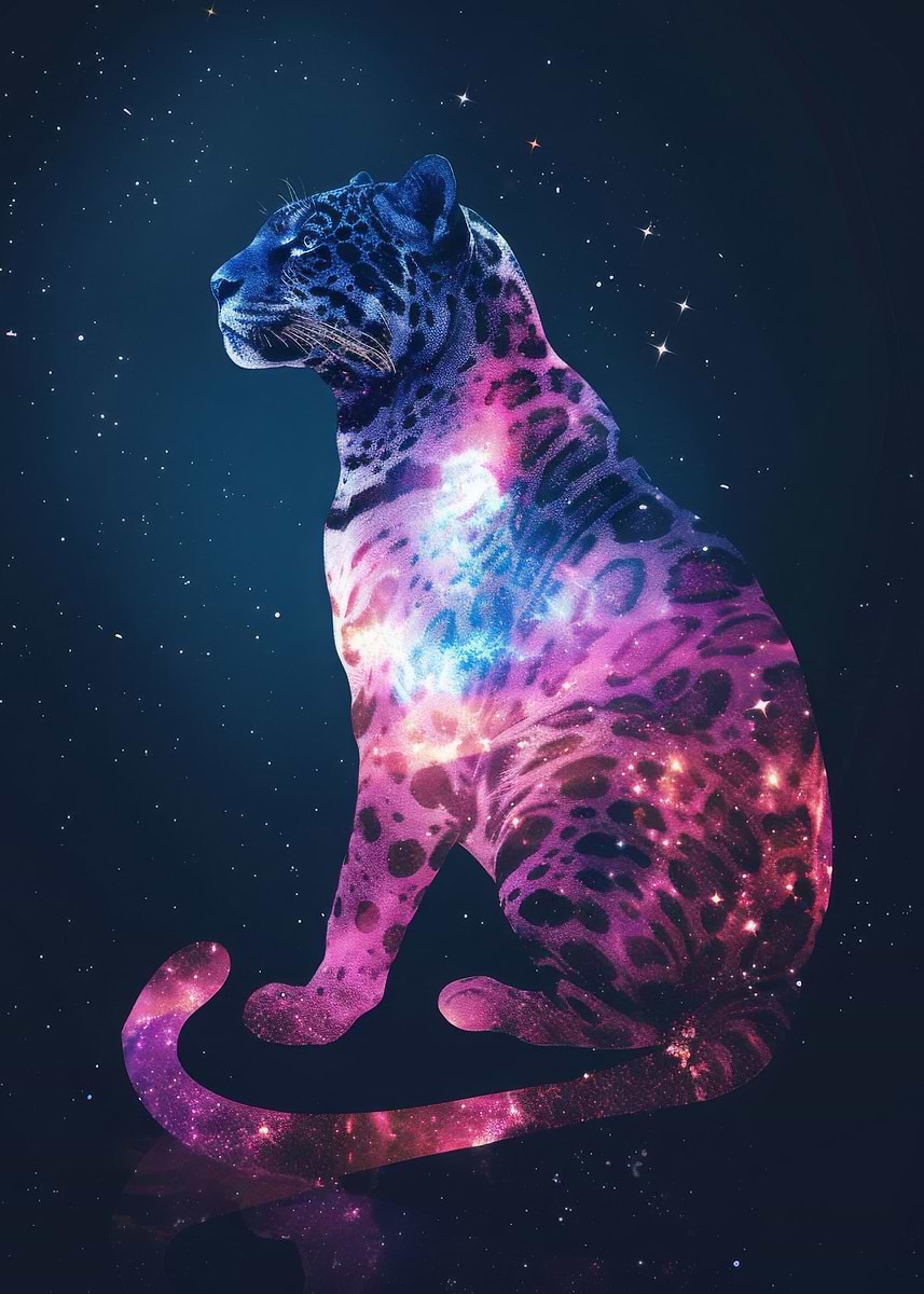 'Cheetah Silhouette Galaxy' Poster, picture, metal print, paint by Adam ...