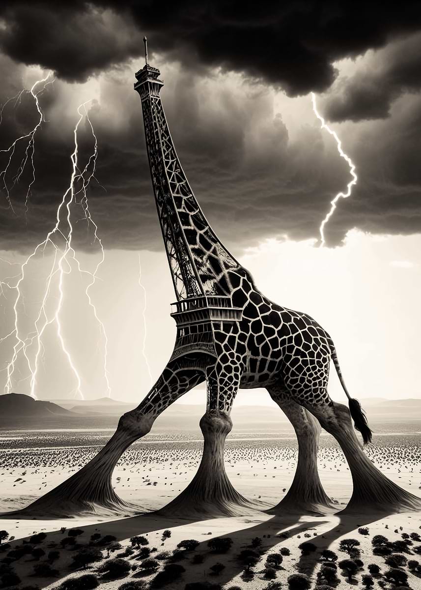 'The Giraffe Tower' Poster, picture, metal print, paint by Jean Claude ...