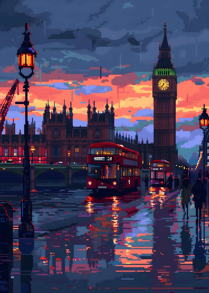 'London Pixel Art 8bit' Poster, picture, metal print, paint by Dennex ...