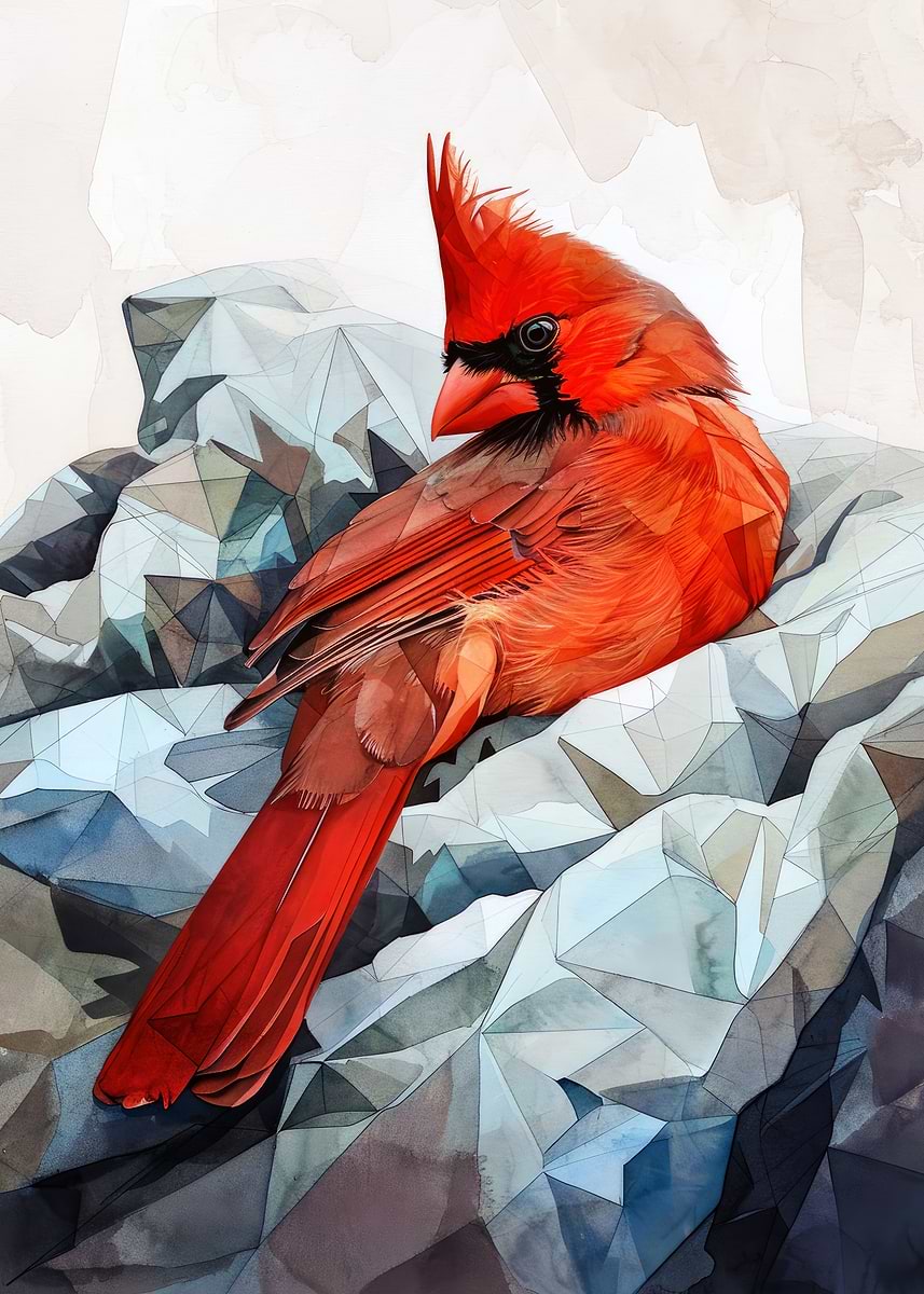 'Bird red cardinal animal' Poster, picture, metal print, paint by ...