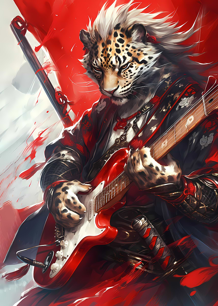 'Leopard Electric Elegance' Poster, picture, metal print, paint by ...