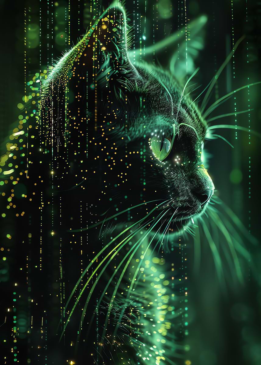 'Cat Wild Matrix Style' Poster, picture, metal print, paint by Yellow ...