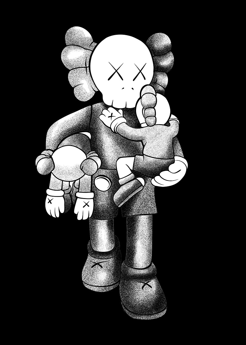 'Black and white kaws' Poster, picture, metal print, paint by Boon ...