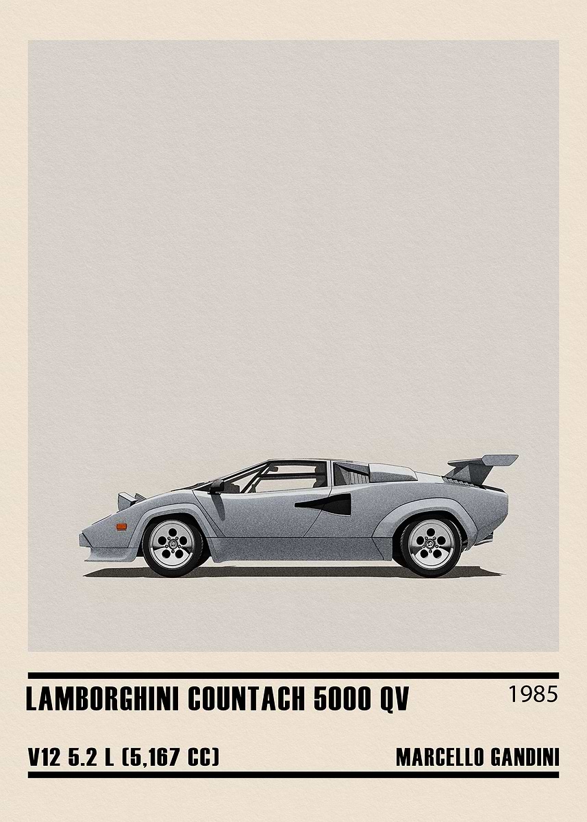 'Lamborghini Countach 5000 ' Poster, picture, metal print, paint by ...