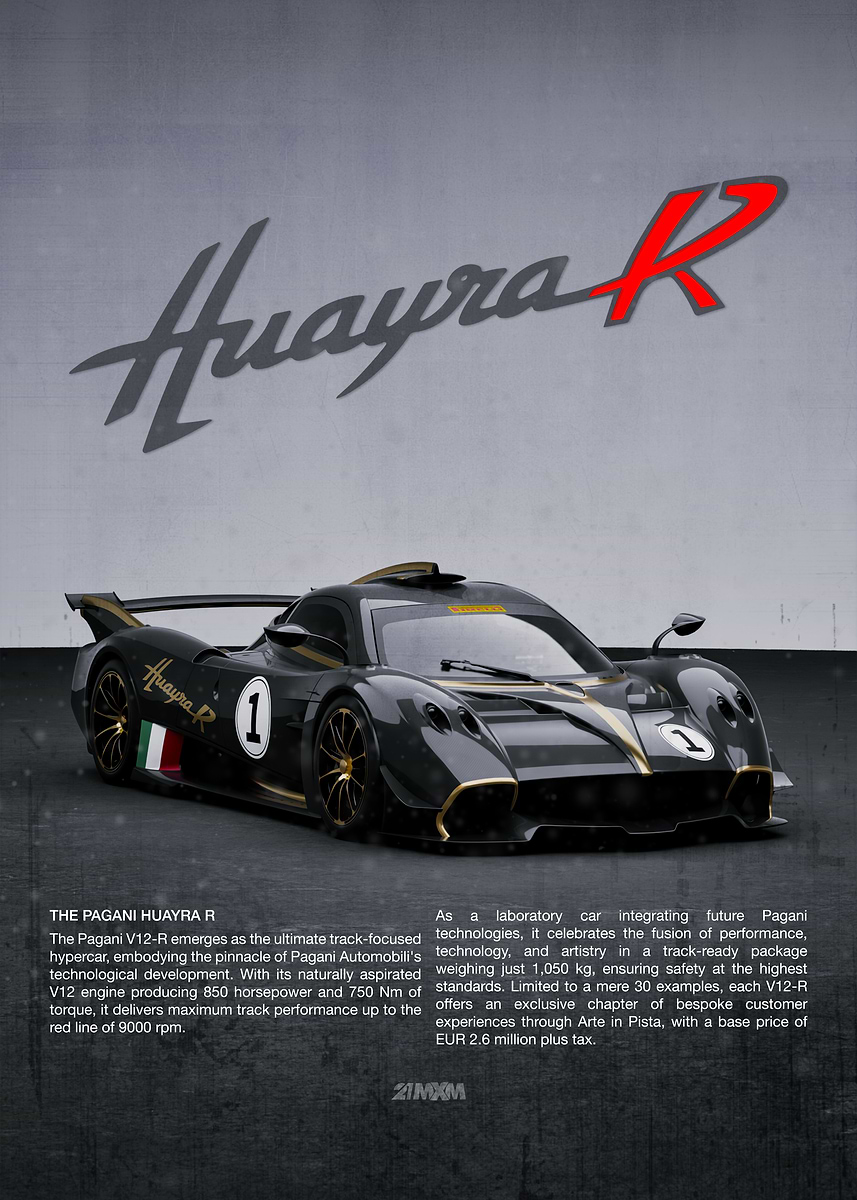 'Pagani Huayra R' Poster, picture, metal print, paint by 21 MXM | Displate