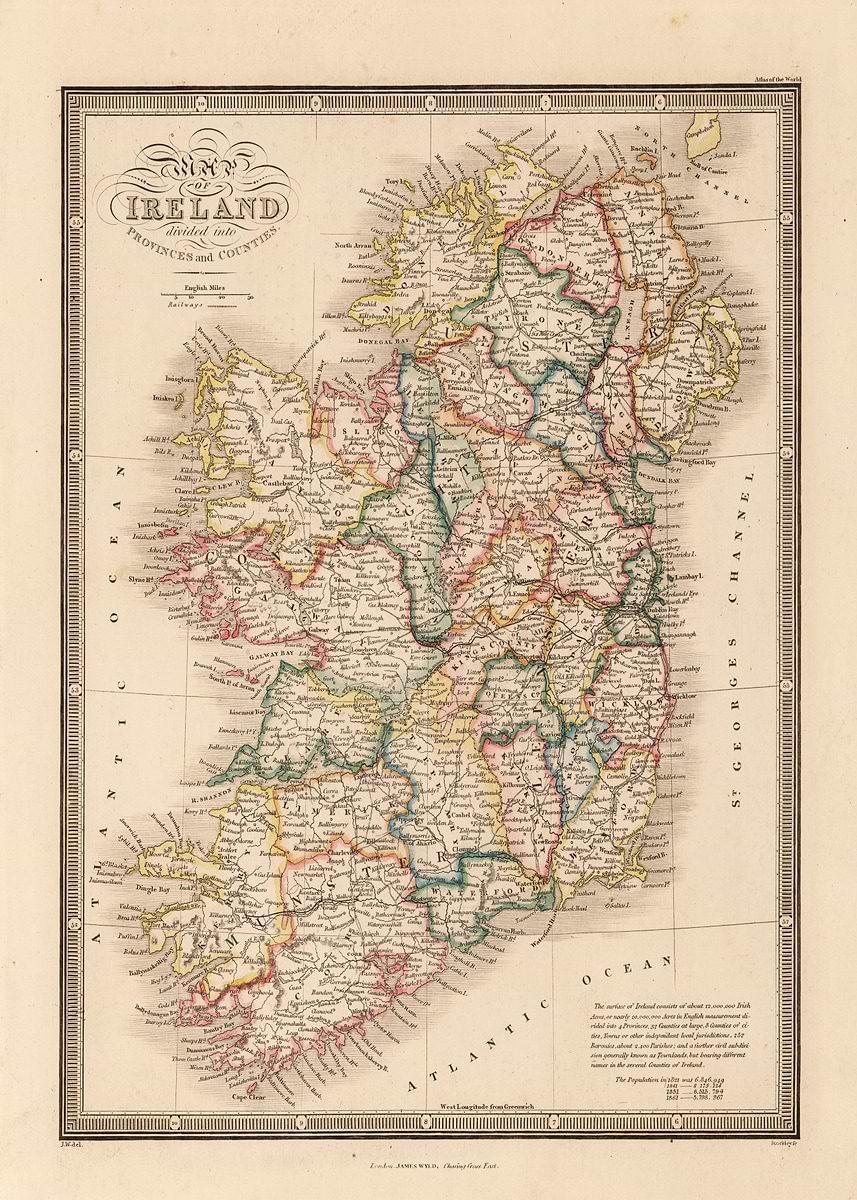 '1864 Ireland Vintage Map' Poster, picture, metal print, paint by ...