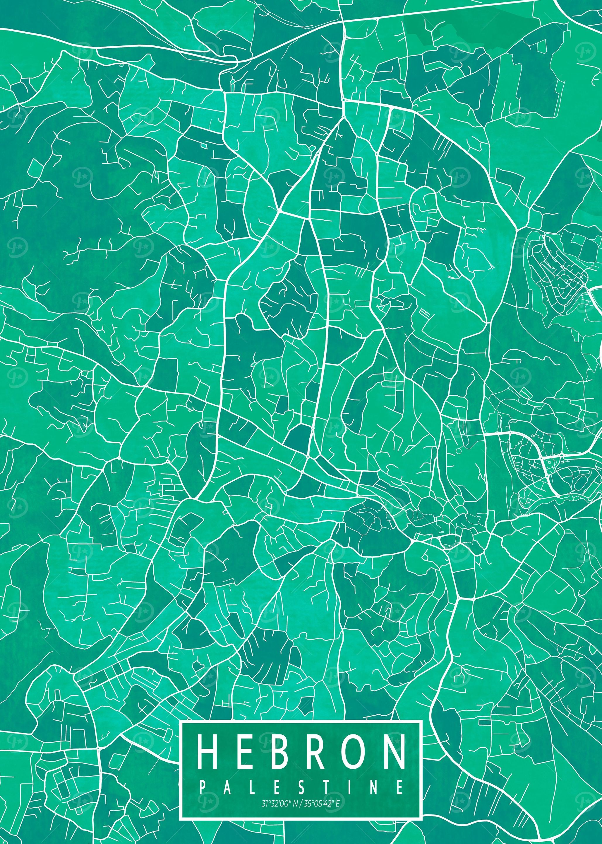 'Hebron City Map Watercolor' Poster, picture, metal print, paint by ...