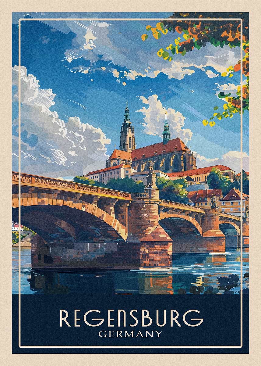 'Regensburg Germany' Poster, picture, metal print, paint by Travel ...