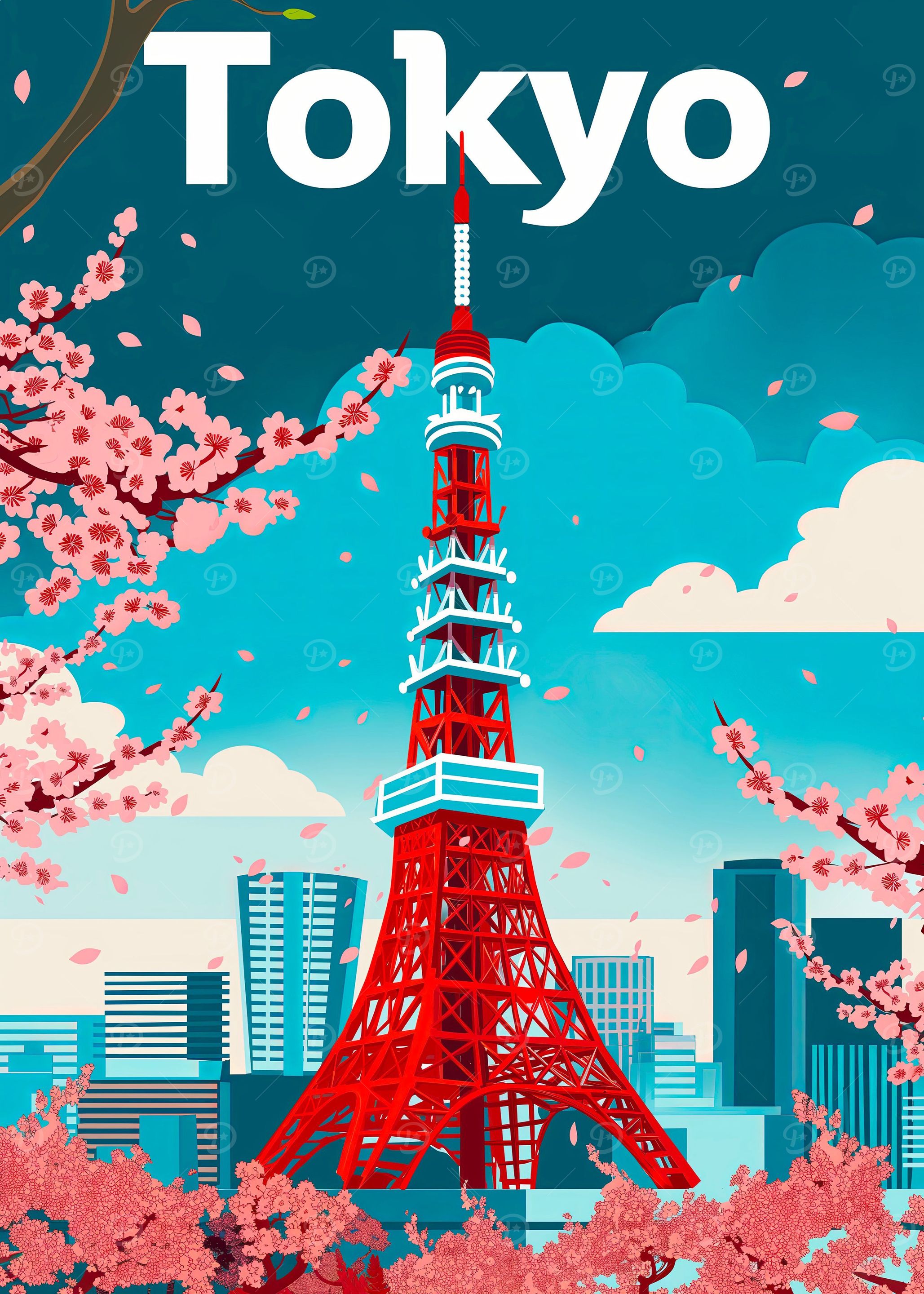 'Tokyo Travel Poster' Poster, picture, metal print, paint by ViralAiFun ...