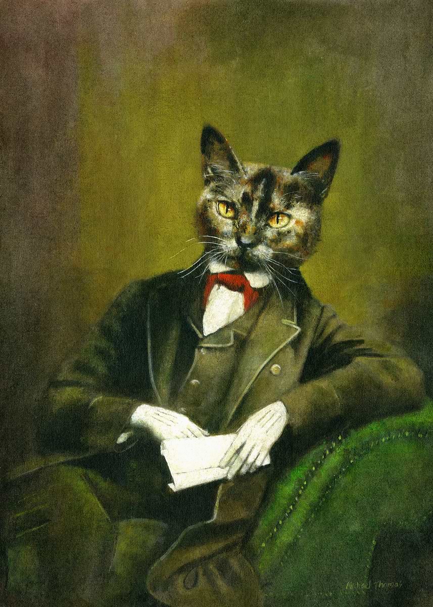 'Distinguished Cat ' Poster, picture, metal print, paint by Michael ...