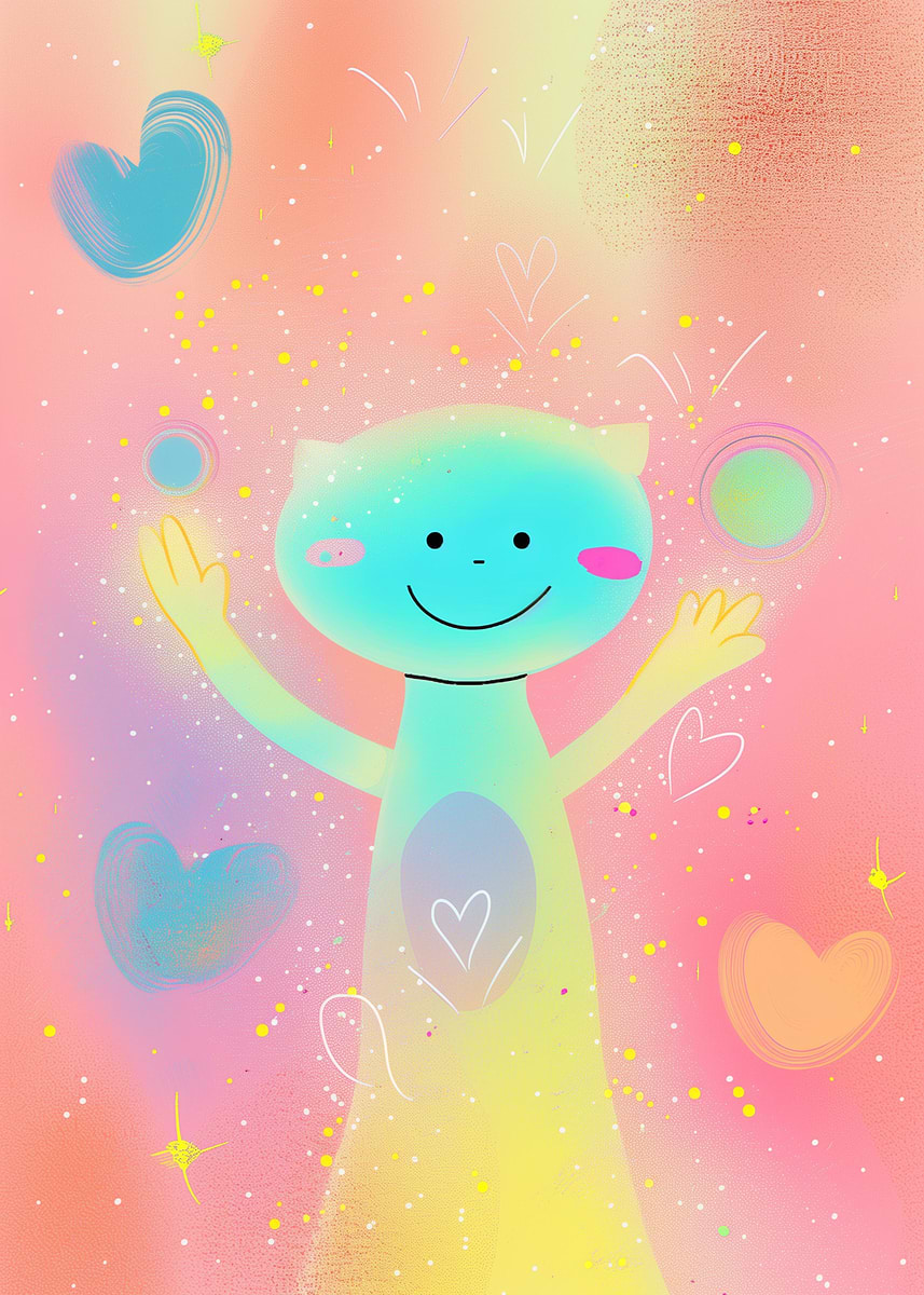 'Happy Cute Creature' Poster, picture, metal print, paint by ...