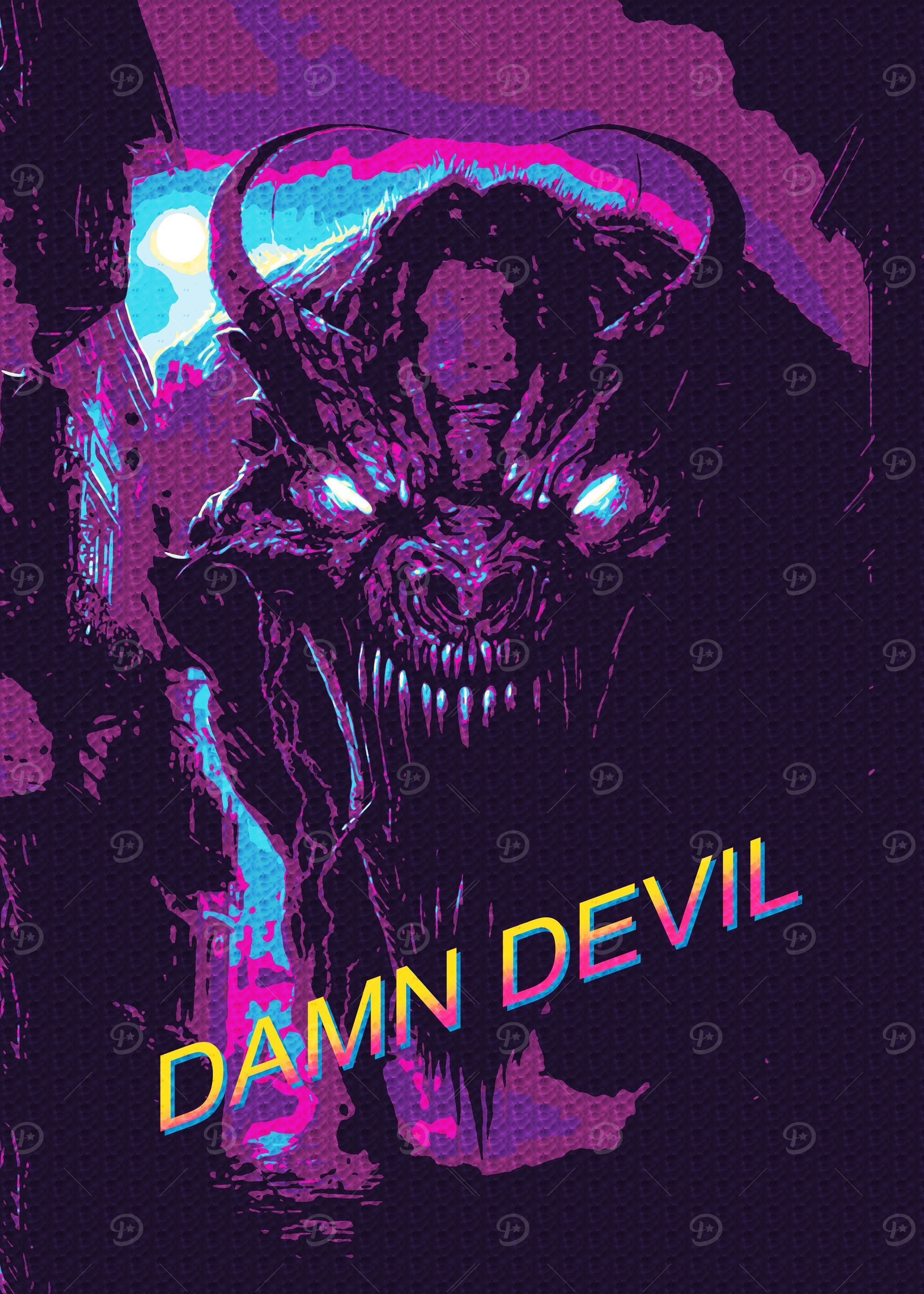 'retro devil' Poster, picture, metal print, paint by mr spaco | Displate