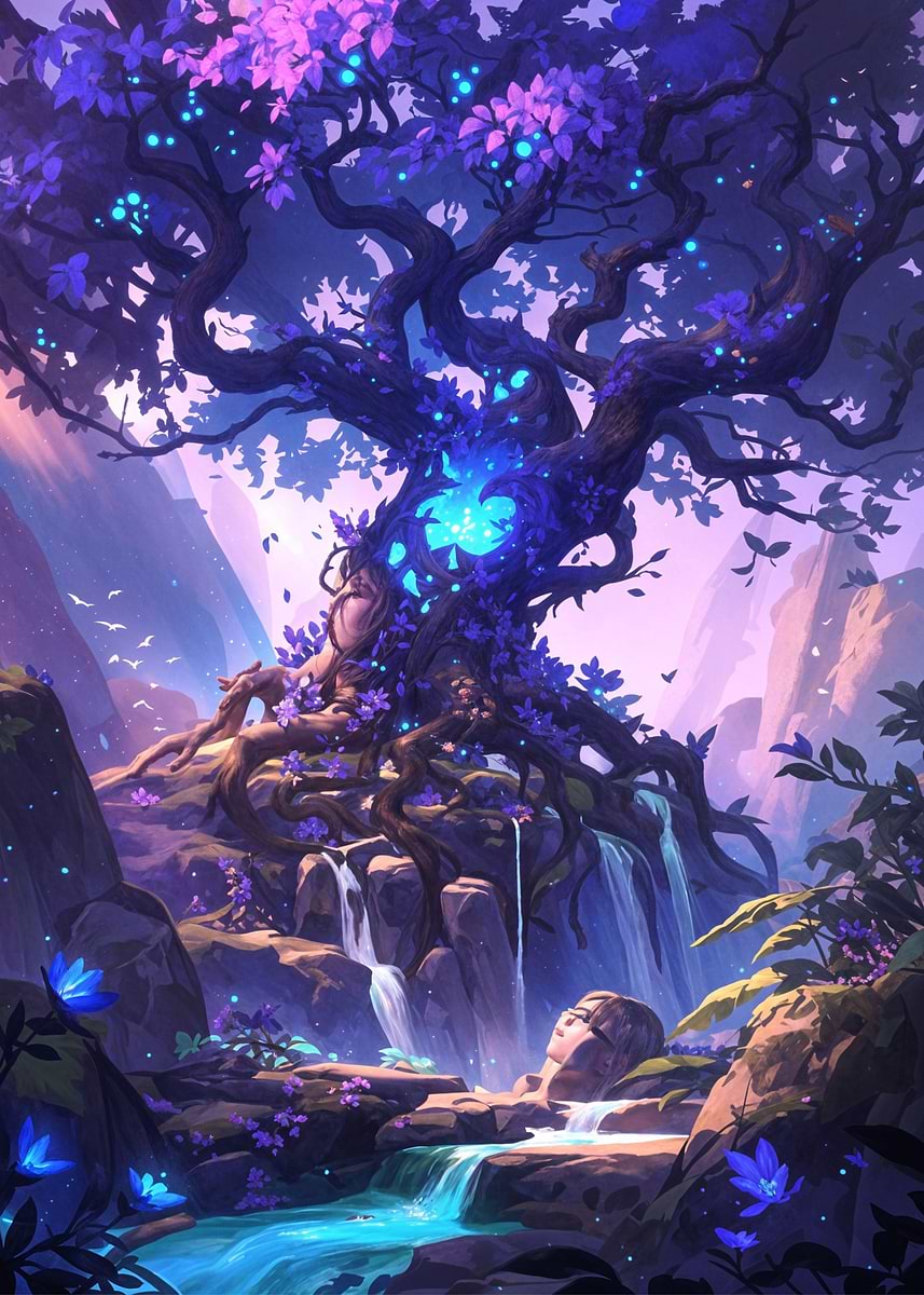 'Purple Magical Tree' Poster, picture, metal print, paint by SuperNova ...