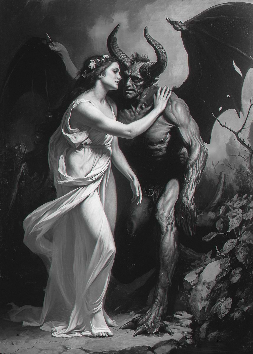 'The beauty and the devil' Poster, picture, metal print, paint by Anass Benktitou | Displate