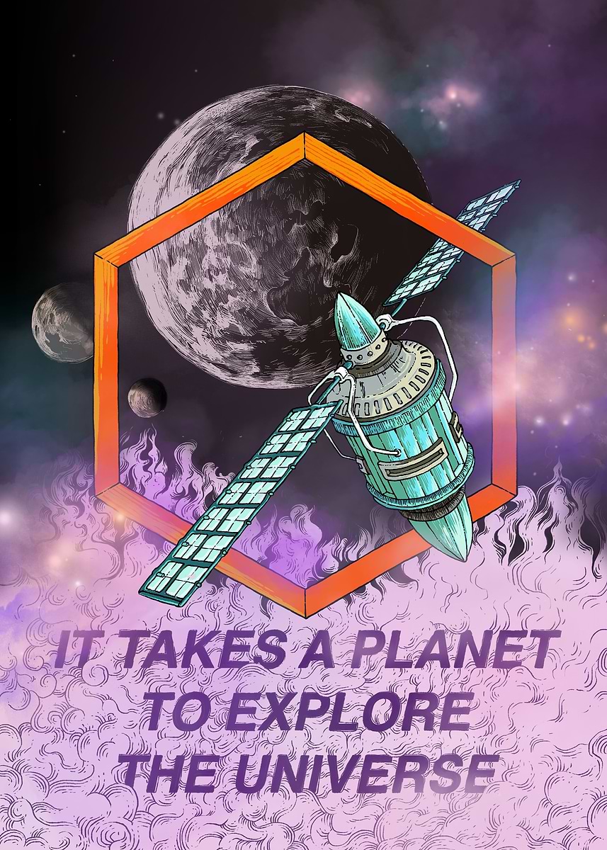 'A probe in deep space' Poster, picture, metal print, paint by ...