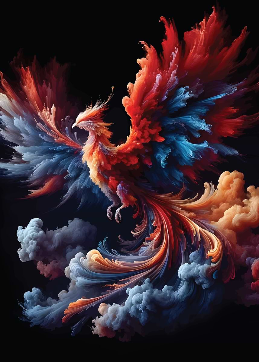 'Phoenix Abstract' Poster, picture, metal print, paint by ALEX GREZ ...