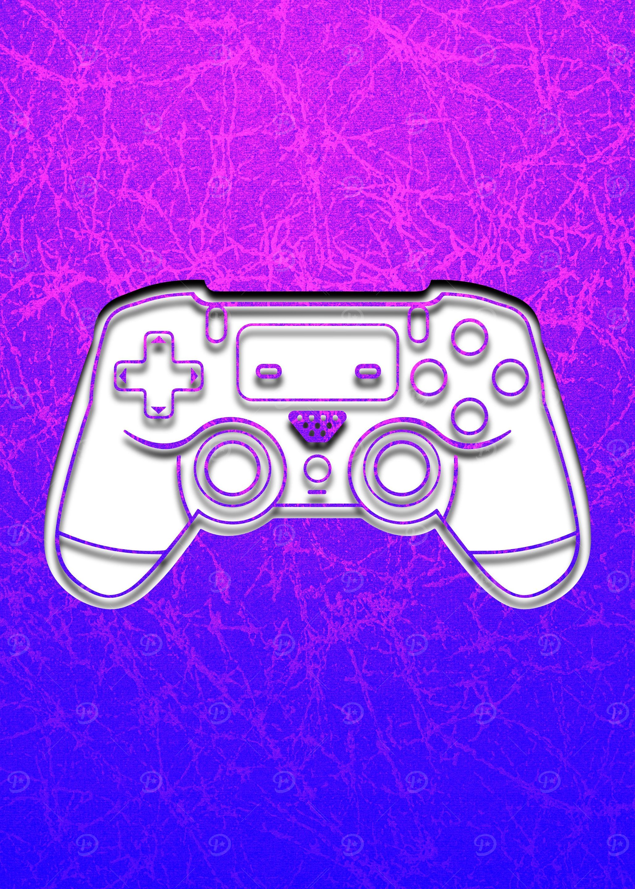 'Purple Gamer Controller ' Poster, picture, metal print, paint by ...