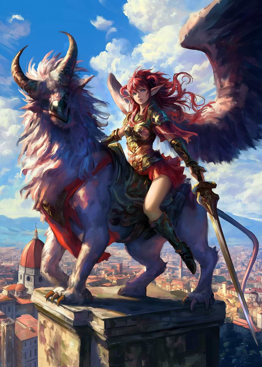 'Griffin Demon Elf' Poster, picture, metal print, paint by Cyberpunk ...