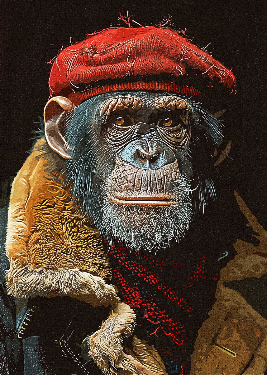 'Vintage Chimp' Poster, picture, metal print, paint by Gomes Leonard ...