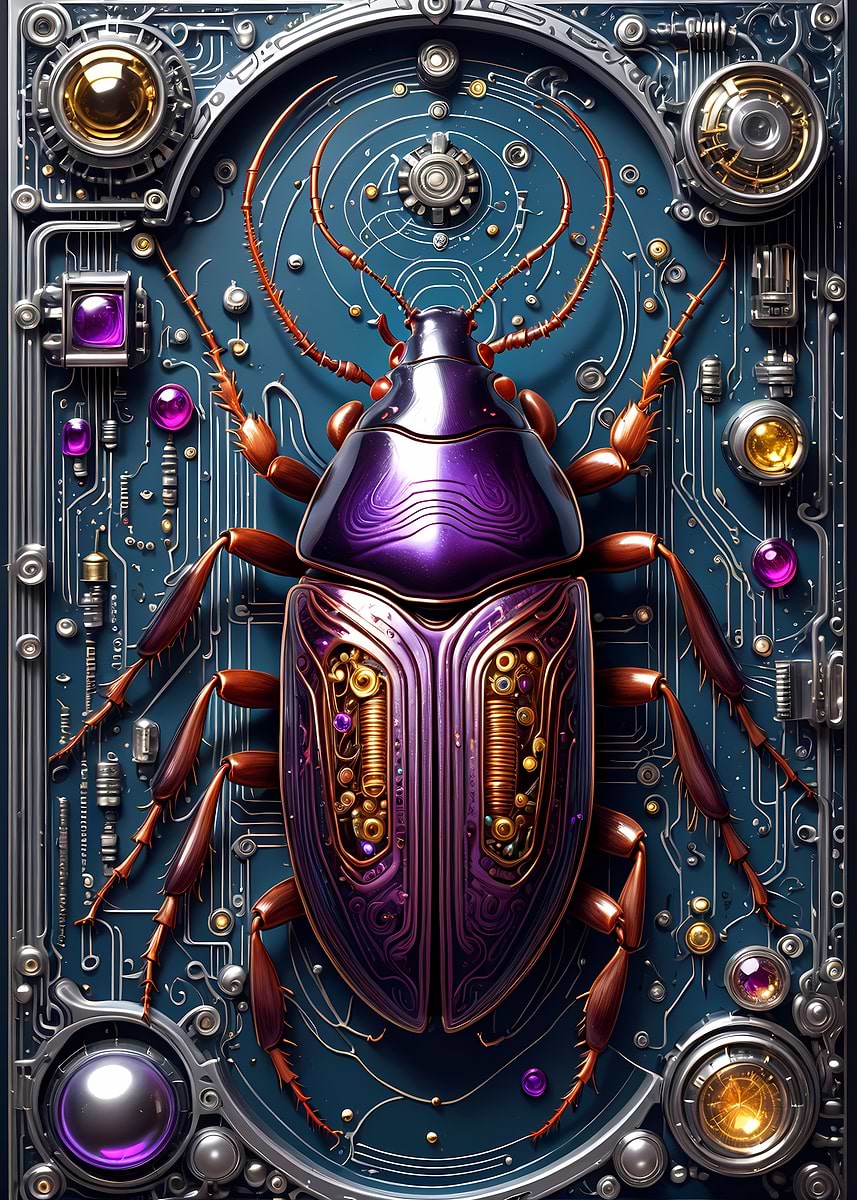 'Cybernetic Cockroach' Poster, picture, metal print, paint by Luong ...